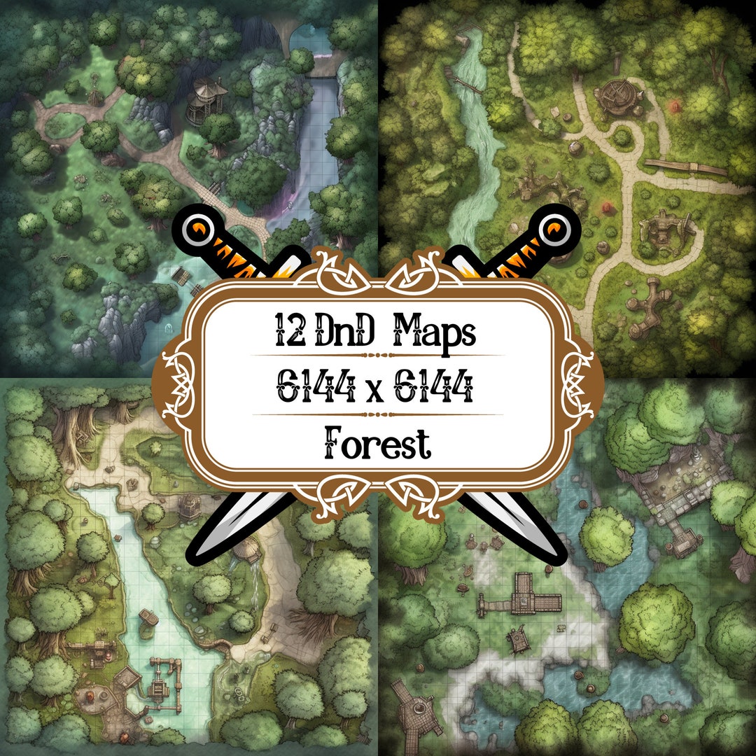 12 Dungeons and Dragons Map Set, Forest, DND Dungeon Maps, Game ...