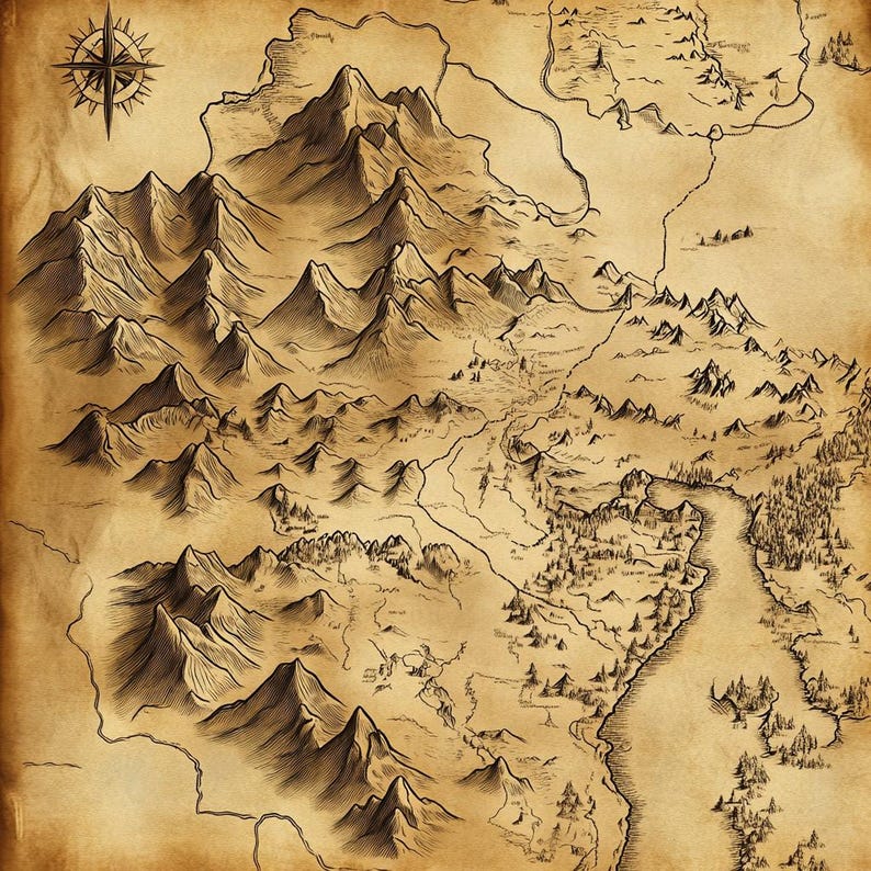 12 LOTR Vintage Style Fantasy Map, Antique World Map Print, Old World ...