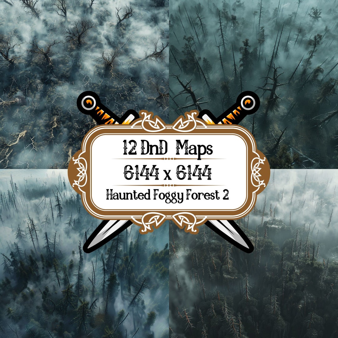 12 Haunted Foggy Forest 2, Dungeons and Dragons Map Set, Roll20, VTT ...