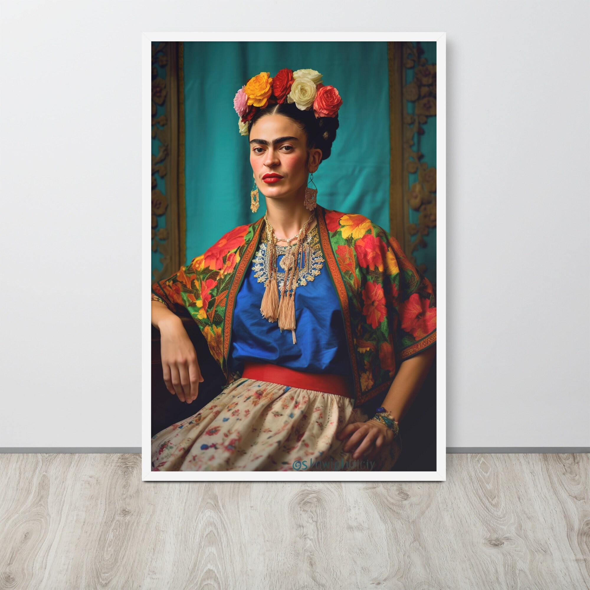 Frida Kahlo Portrait Framed Poster High DPI Wall Art Feminism Room ...