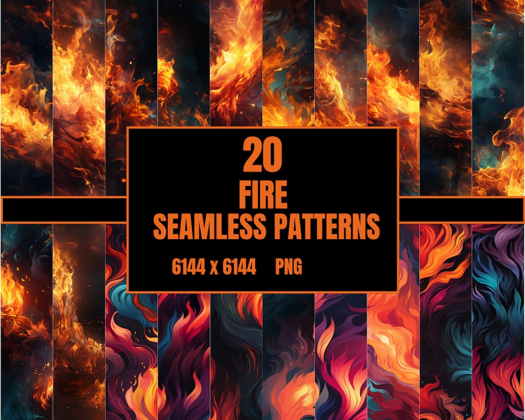 20 Fire Seamless Patterns PNG - Digital Paper - Digital Download ...
