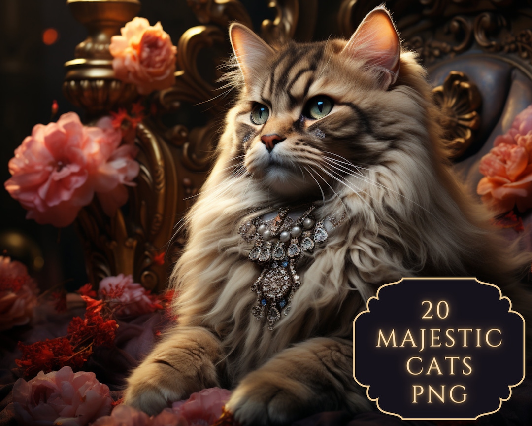 20 Majestic Cats Seamless Patterns PNG - Digital Paper - Digital ...