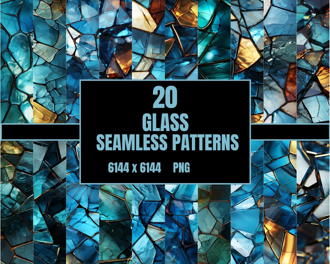20 Glass Seamless Patterns PNG - Digital Paper - Digital Download ...