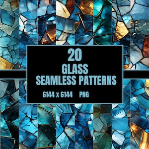 20 Glass Seamless Patterns PNG - Digital Paper - Digital Download ...