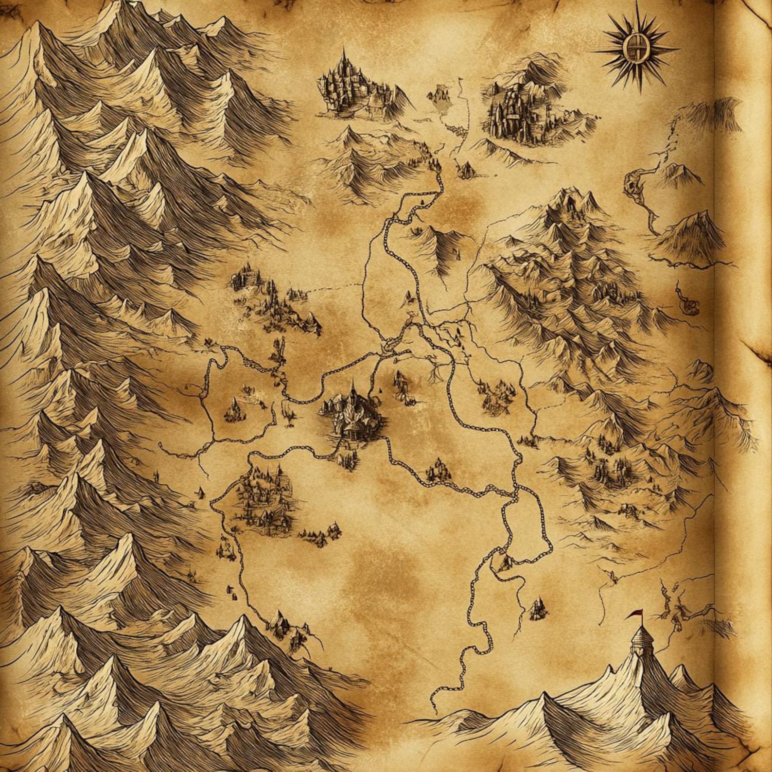 12 LOTR Vintage Style Fantasy Map, Antique World Map Print, Old World ...