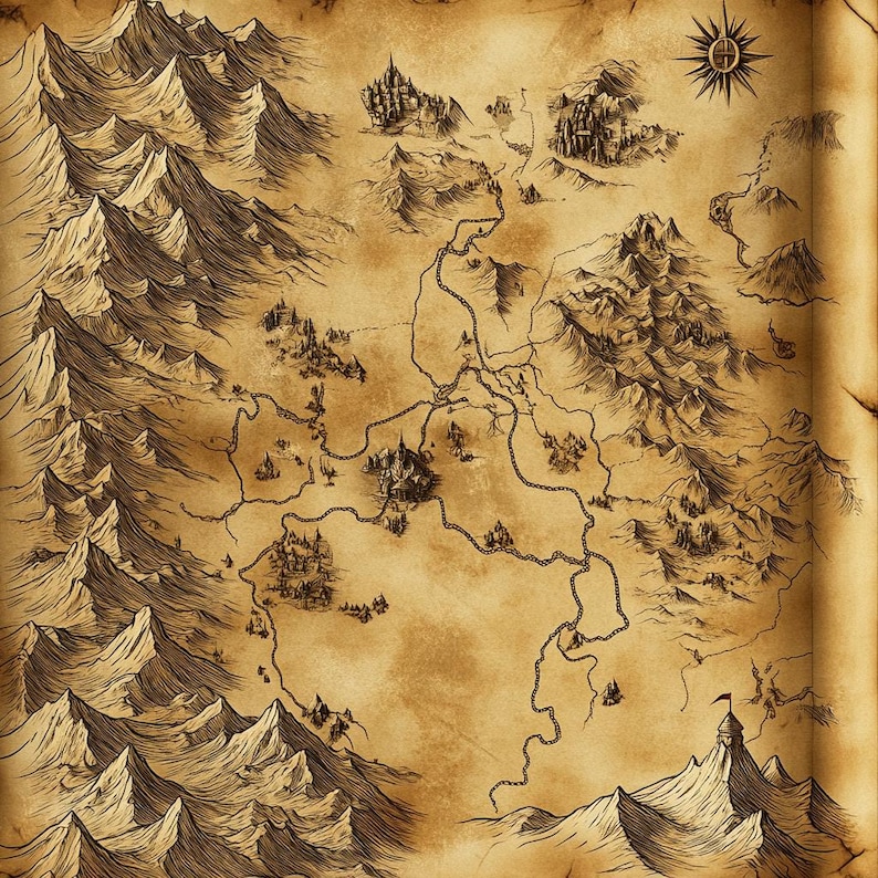 LOTR Vintage Style Fantasy Map Prints, Antique World Decor (digital ...