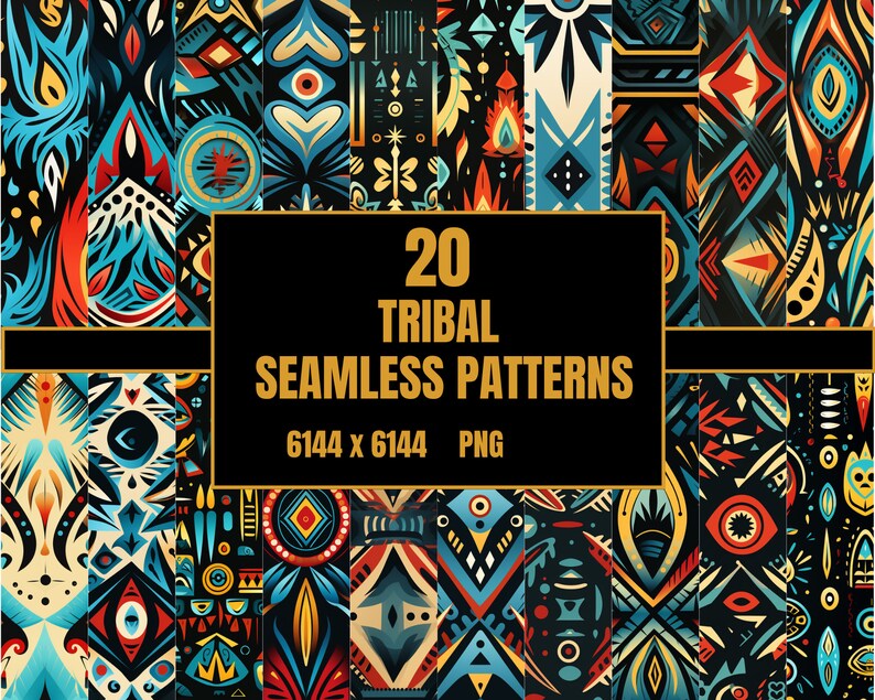 20 Tribal Seamless Patterns PNG - Digital Paper - Digital Download - Instant Download ...