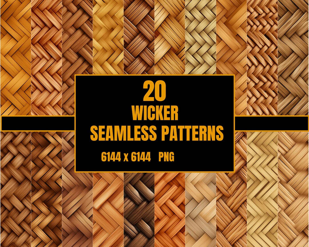 Woven Wicker Textures, Seamless Rattan Patterns (PNG Digital Download ...