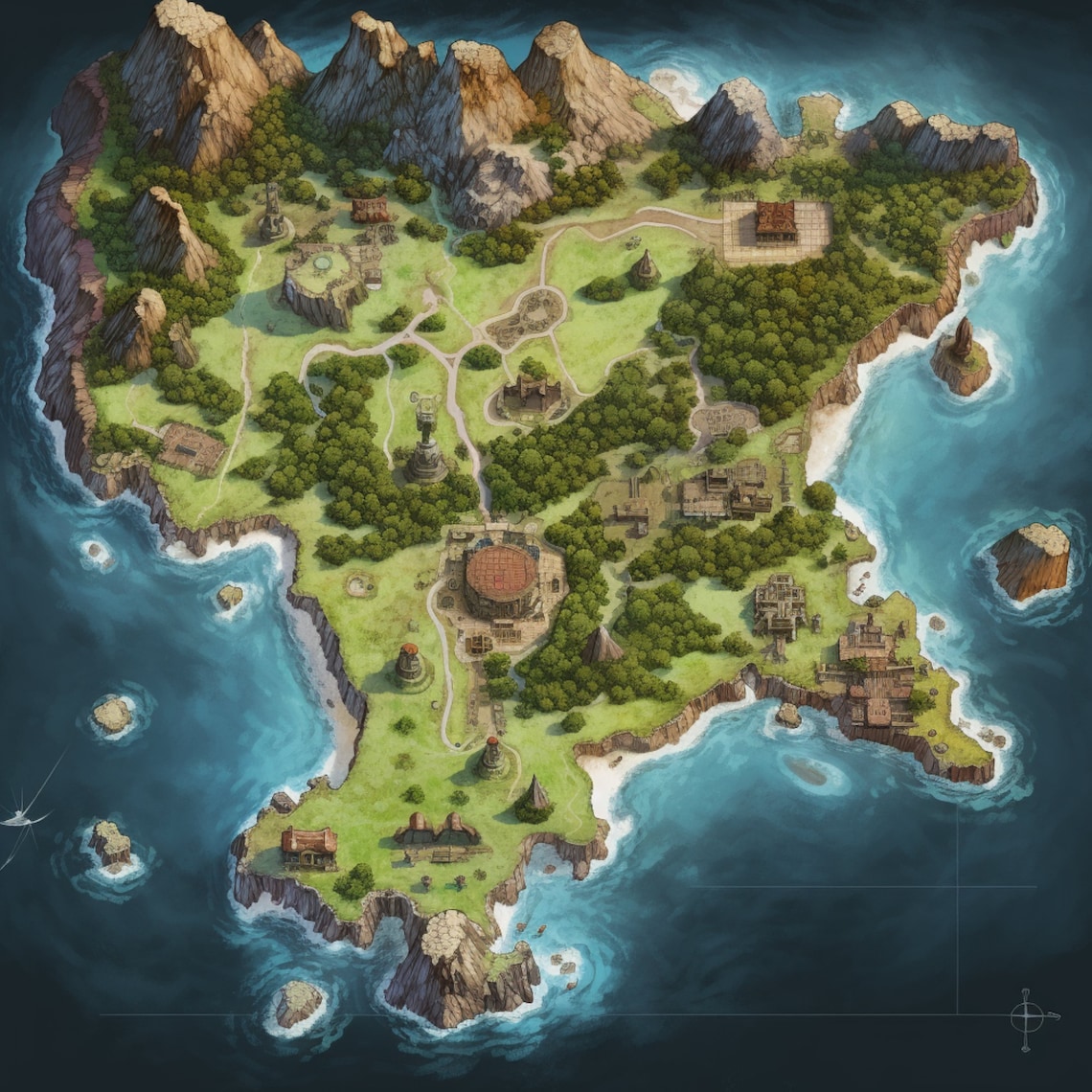 12 Dungeons and Dragons Map Set, Island, DND Dungeon Maps, Game ...