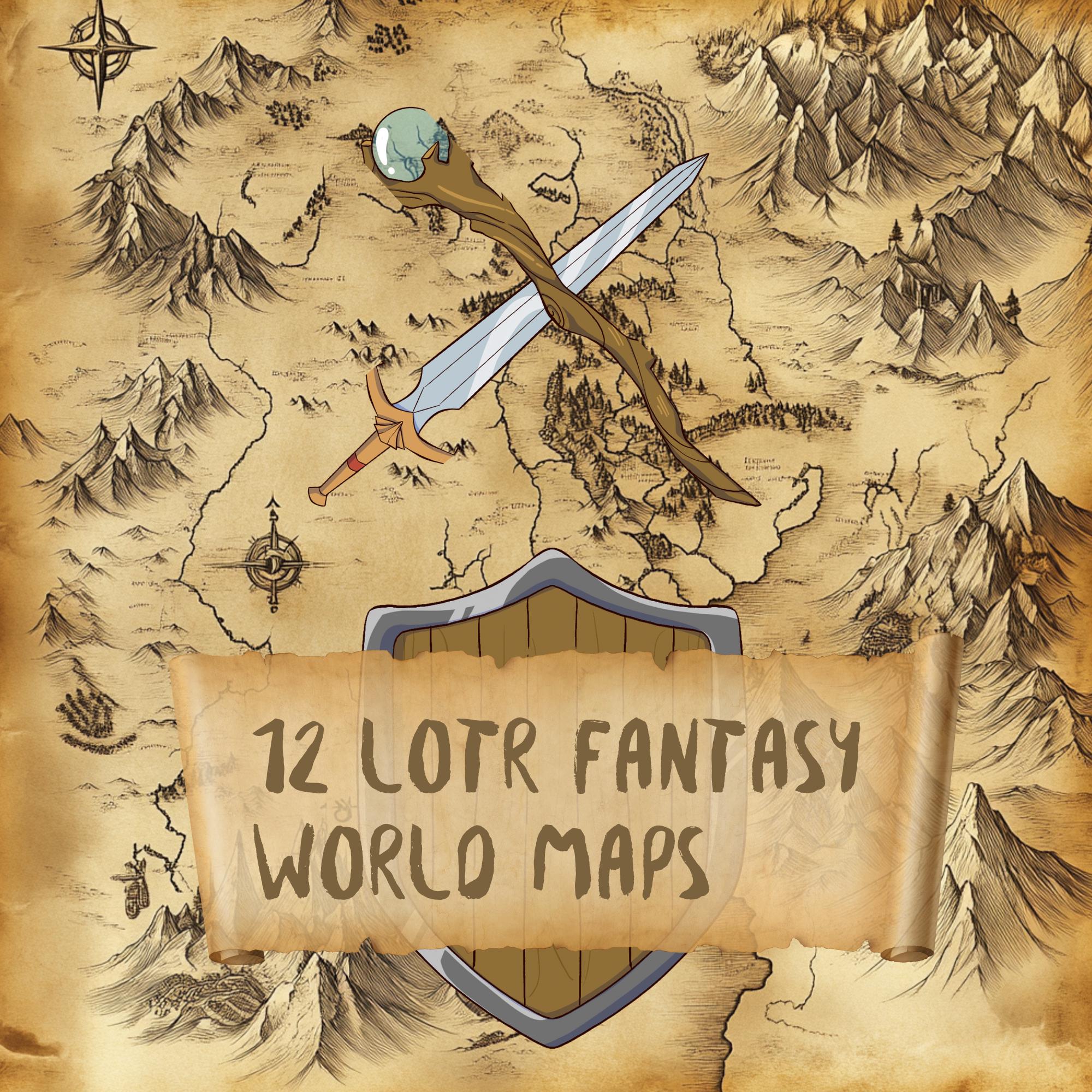 12 LOTR Vintage Style Fantasy Map, Antique World Map Print, Old World ...