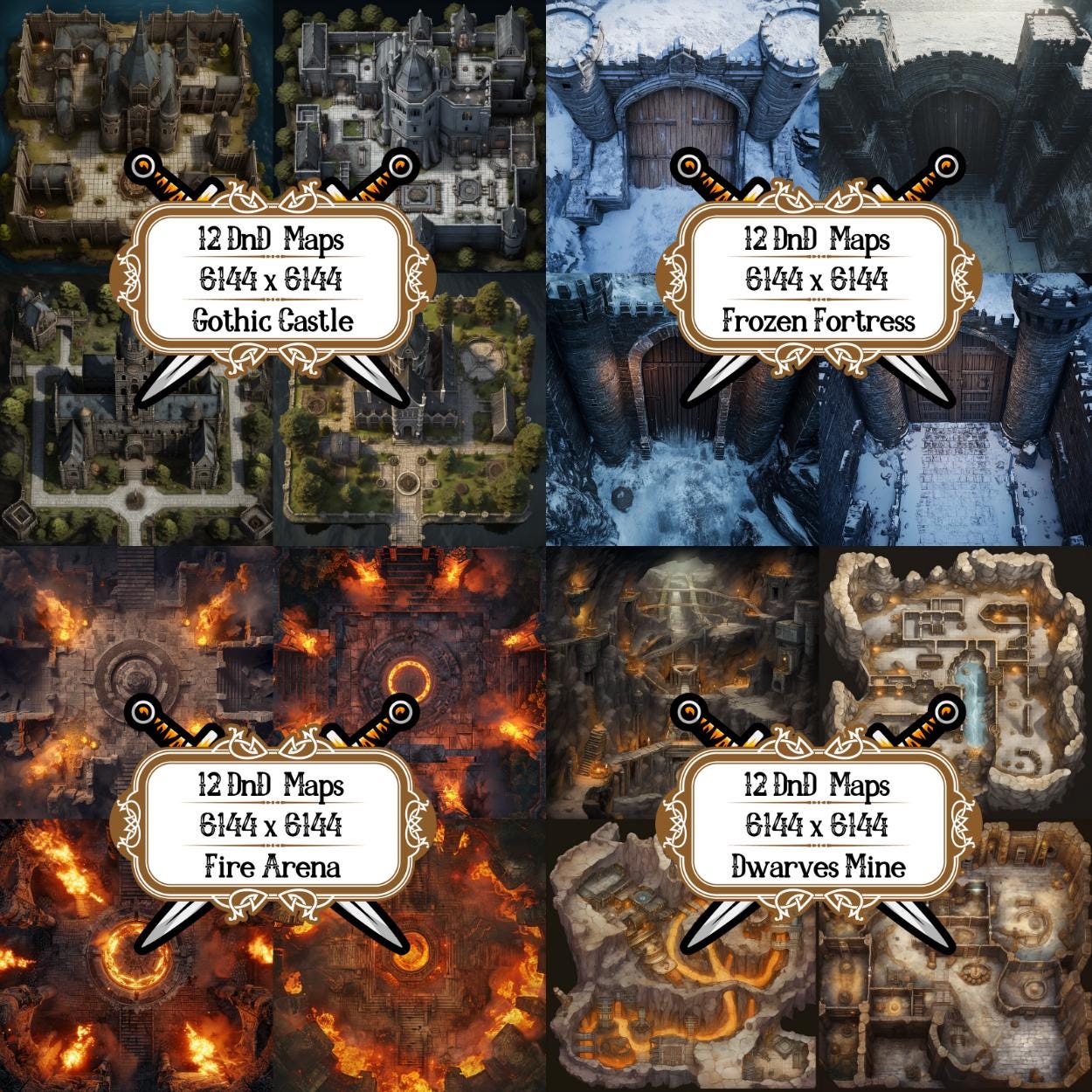 10 Packs of Dnd Maps, Roll20, Fantasy Grounds, Foundry, VTT, AI Digital ...