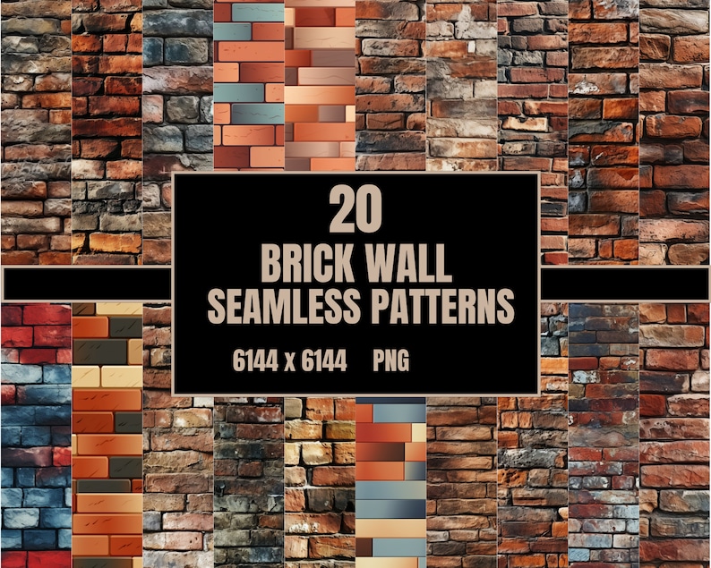 20 Brick Wall PNG - Seamless Patterns - Digital Paper - Digital ...