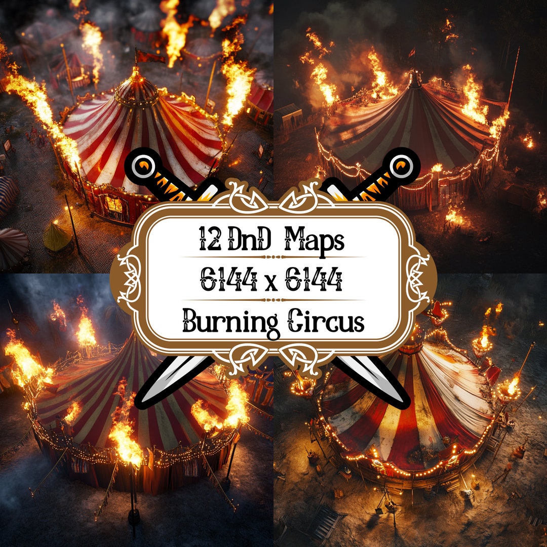 12 Burning Circus PNG, Dungeons and Dragons Map Set, Roll20, VTT ...