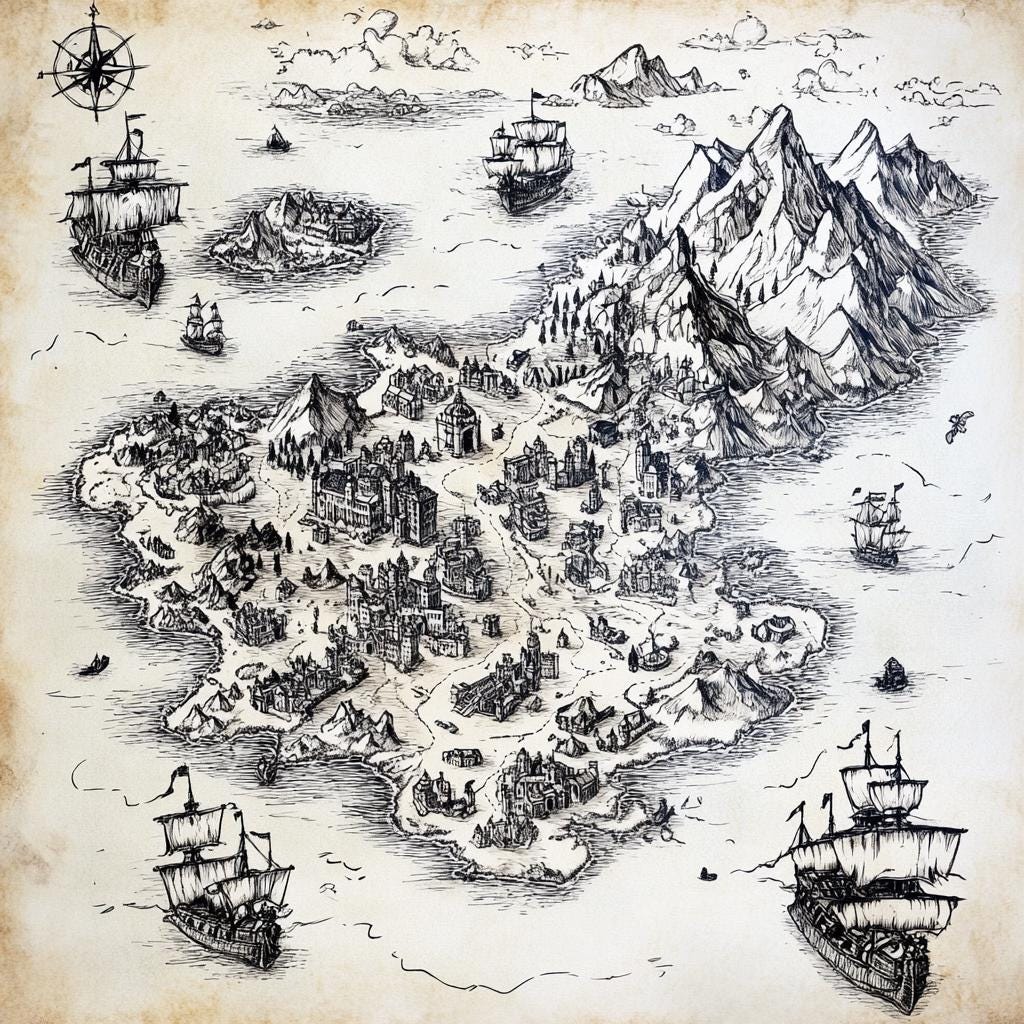 20 Vintage Style Fantasy Map, Antique World Map Print, Old World Wall ...