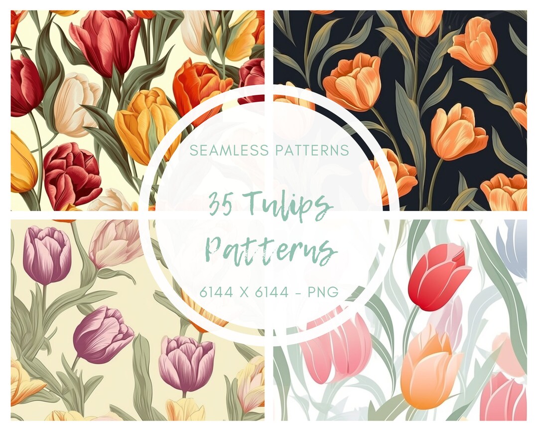 35 Seamless Tulips Patterns - Digital Paper - Digital Download -flower ...