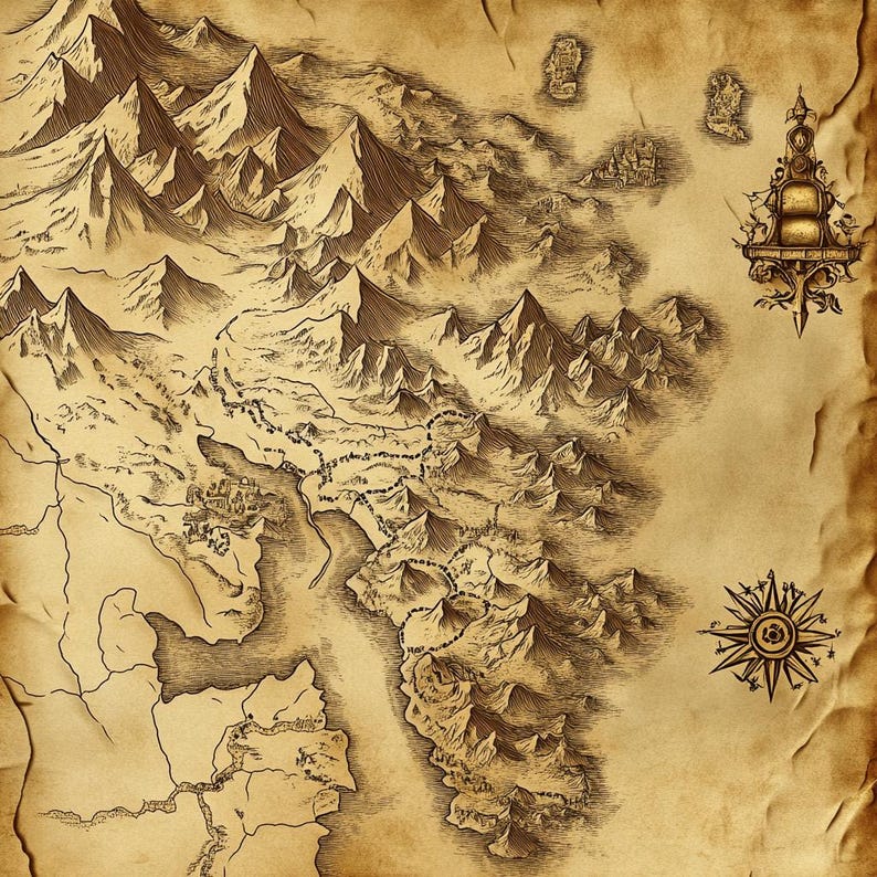 LOTR Vintage Style Fantasy Map Prints, Antique World Decor (digital ...