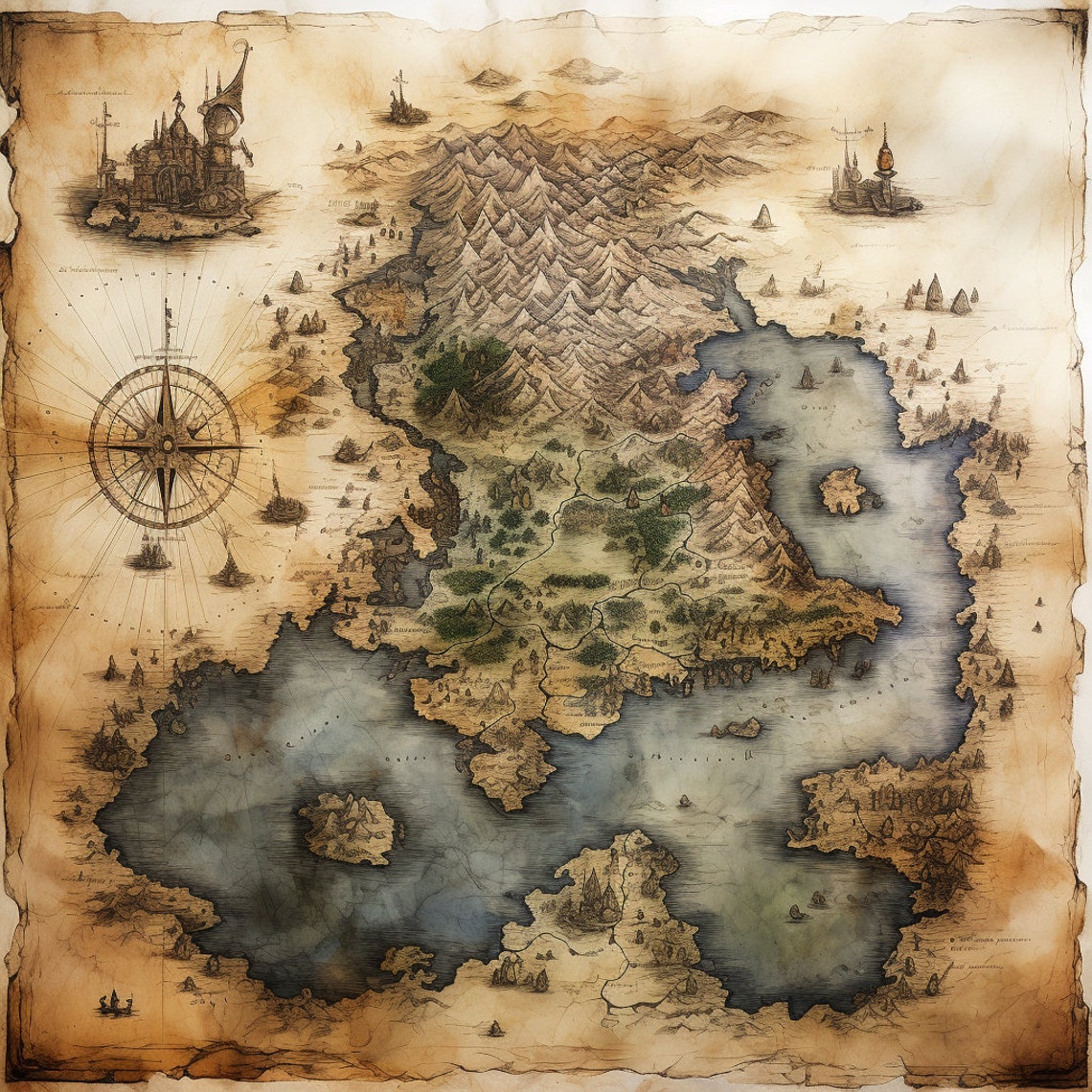 20 Vintage Style Fantasy Map Antique World Map Print Old - Etsy Australia