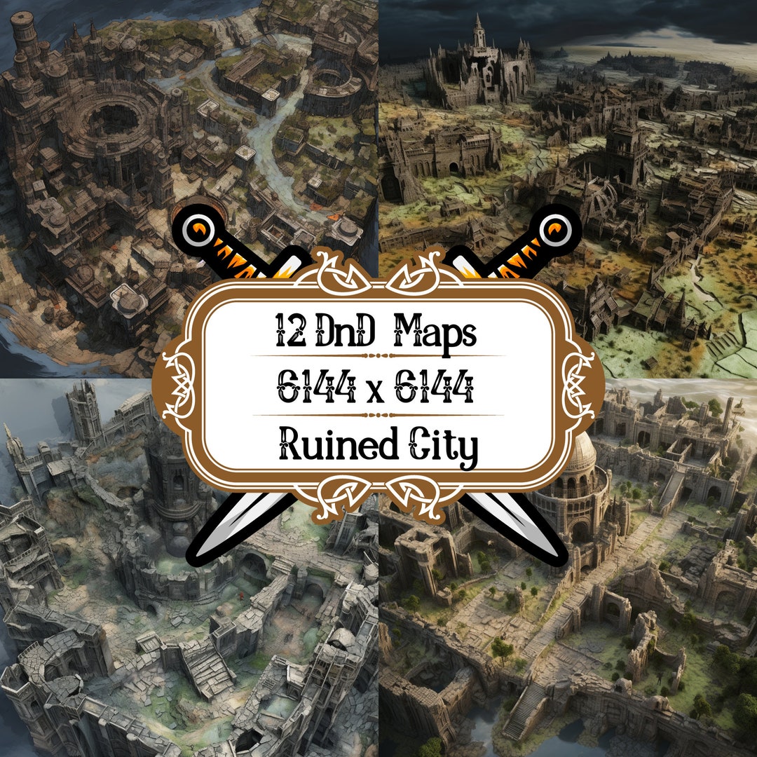 12 Dungeons and Dragons Map Set, Ruined City, DND Dungeon Maps, Game ...