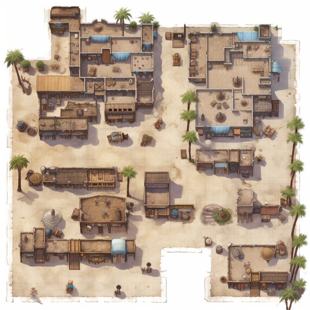 12 Dungeons and Dragons Map Set, Oasis Town, DND Dungeon Maps, Game ...