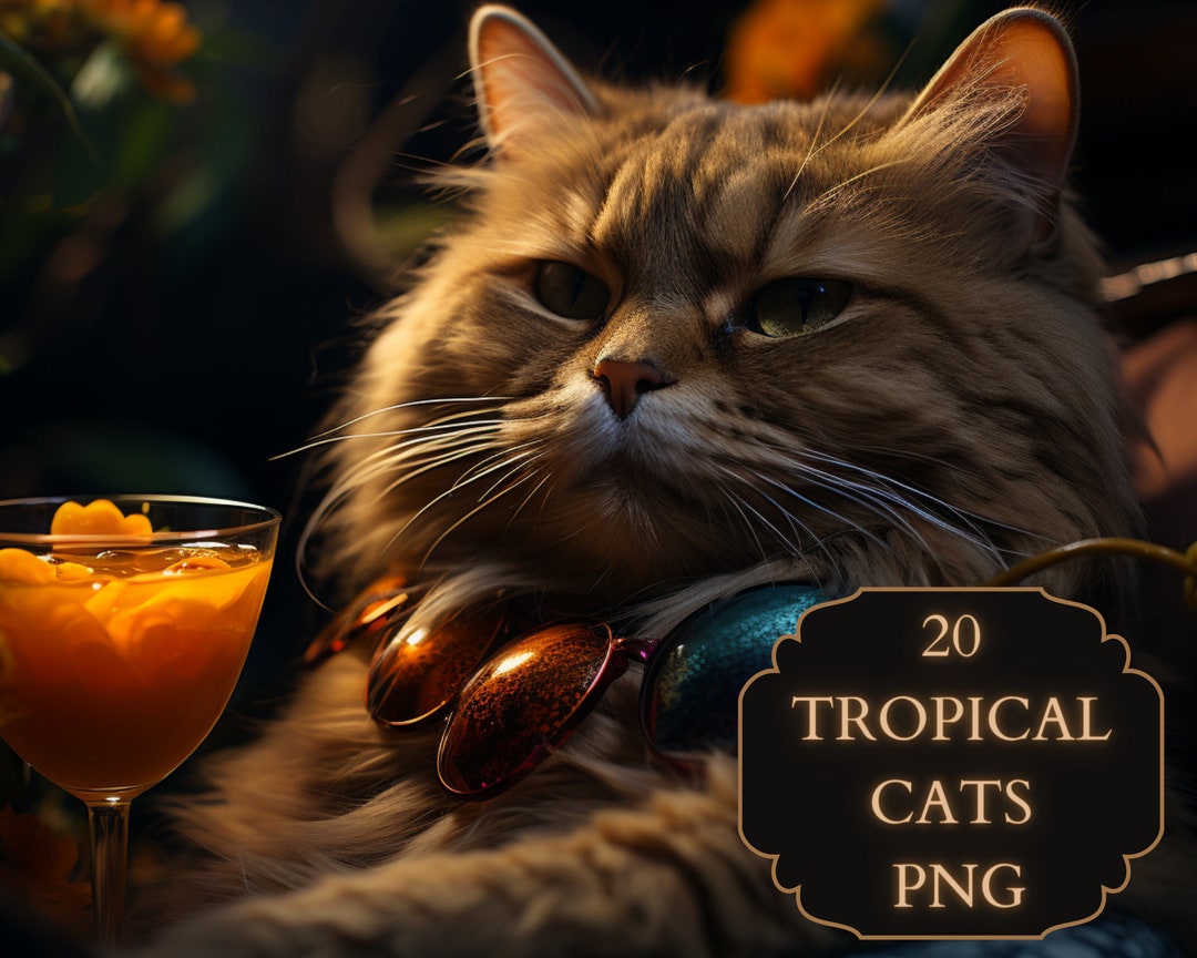 20 Tropical Cats Seamless Patterns PNG Digital Paper Digital Download ...