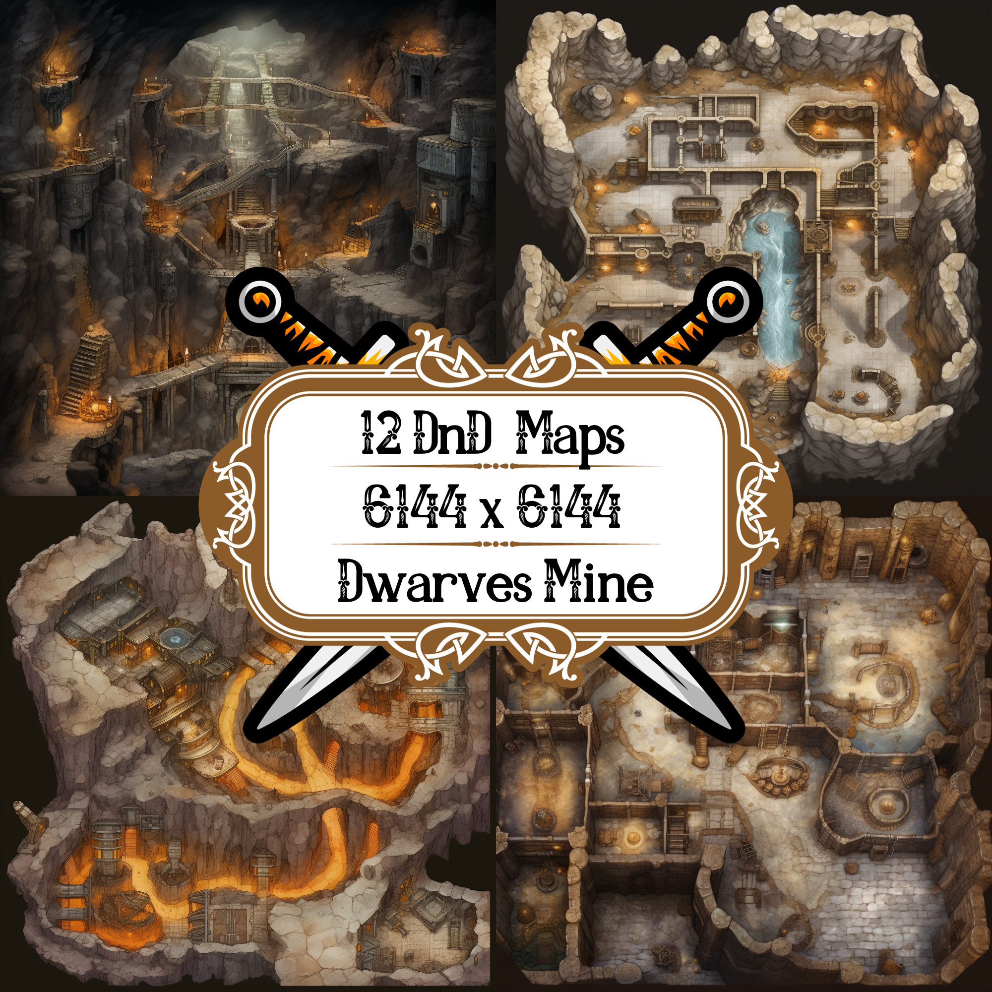 12 Dungeons and Dragons Map Set Dwarves Mine DND Dungeon - Etsy