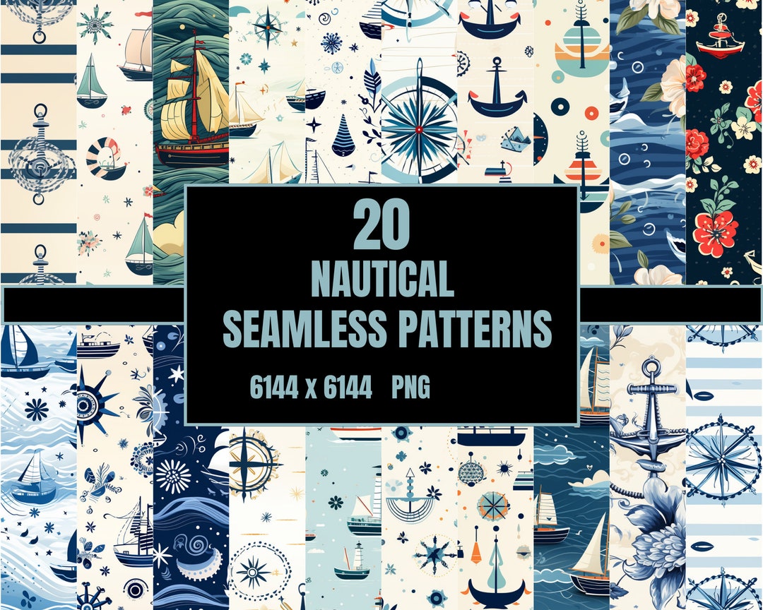 20 Nautical Texture Seamless Pattern, Digital PNG, Graphic Design ...