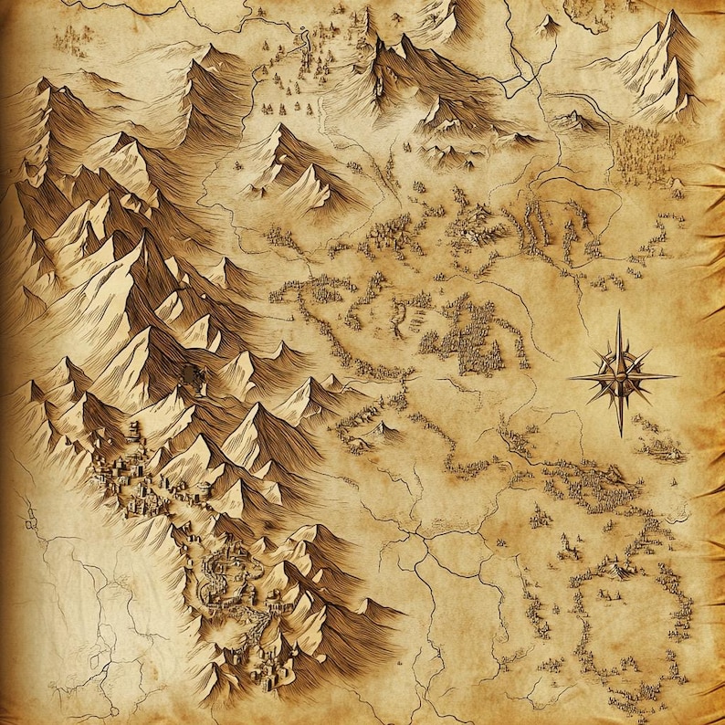 12 LOTR Vintage Style Fantasy Map, Antique World Map Print, Old World ...