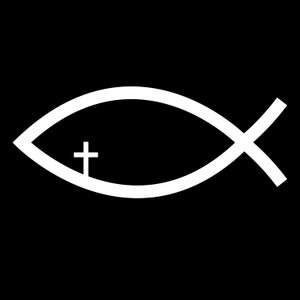 Black & White Christian Fish SVG, Outlined Fish With Cross, Jesus ...