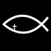 Black & White Christian Fish SVG, Outlined Fish With Cross, Jesus ...