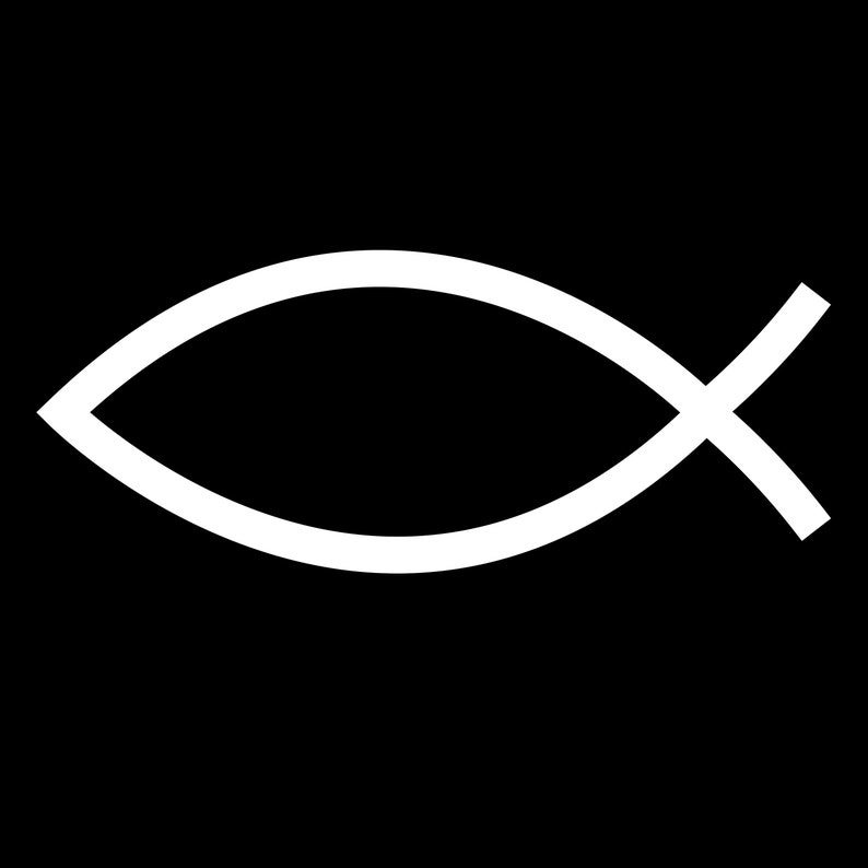 Black & White Christian Fish SVG, Outlined Fish With Cross, Jesus ...