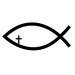 Black & White Christian Fish SVG, Outlined Fish With Cross, Jesus ...