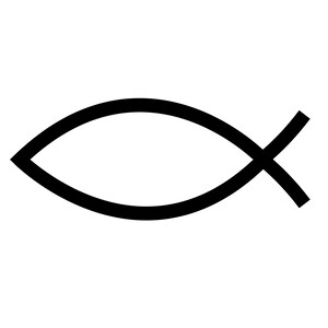 Black & White Christian Fish SVG, Outlined Fish With Cross, Jesus ...