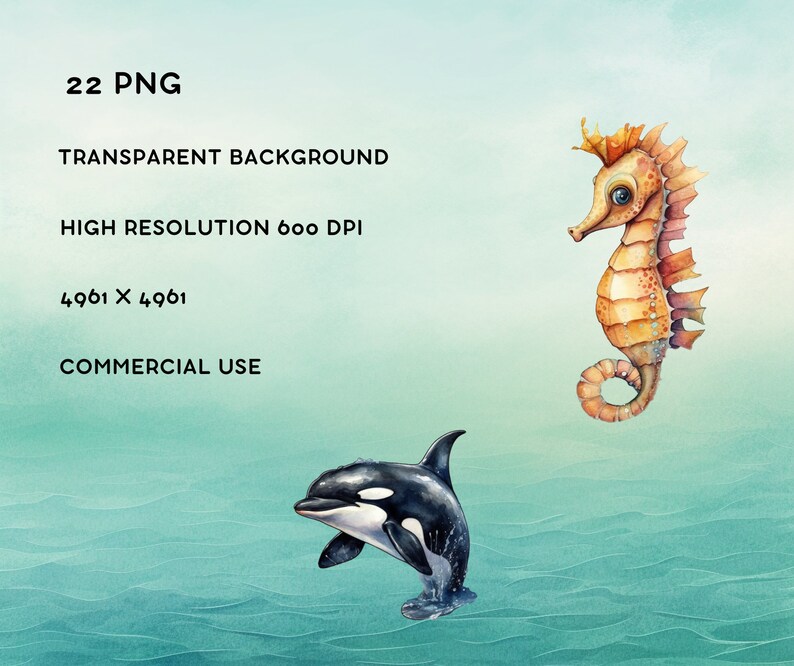 Cute Sea Animals Clipart, Watercolor Fish Under the Sea Clip Art ...