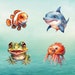 Cute Sea Animals Clipart, Watercolor Fish Under the Sea Clip Art ...