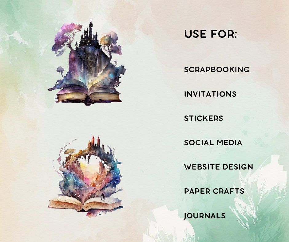 22 PNG Watercolor Fantasy Books Clipart With Transparent Backgrounds ...