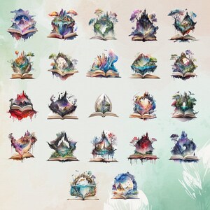 22 PNG Watercolor Fantasy Books Clipart With Transparent Backgrounds ...