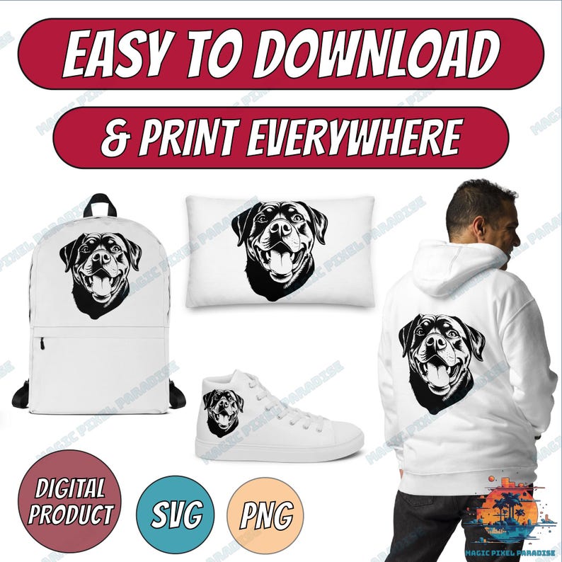 Cute Rottweiler Dog Svg | Png | Instant Download for Print Cut File ...