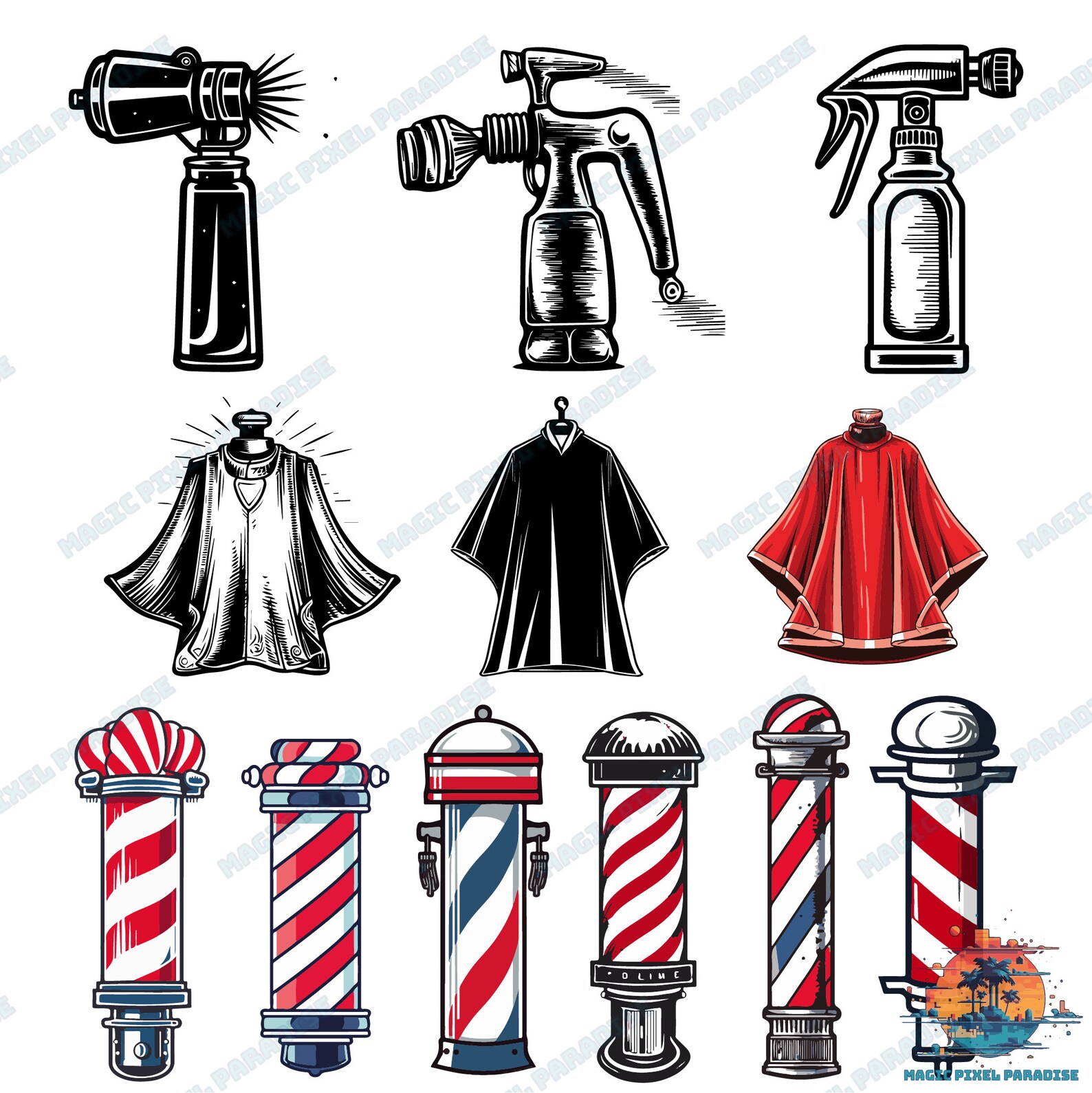 Barber Mega Bundle SVG Barber Designs Clipart Hairstylist SVG Digital ...