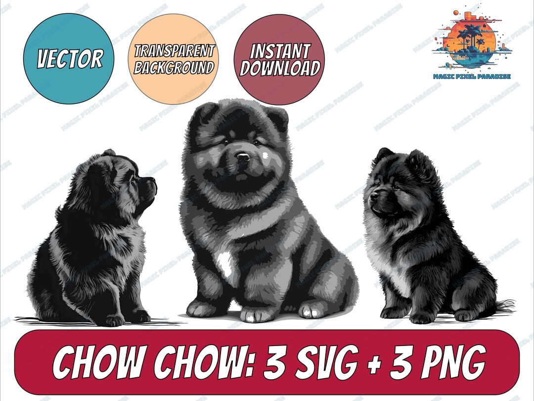 3 Chow Chow SVG | Chow-chow Clipart | PNG | Portrait Dog Breed Vector ...