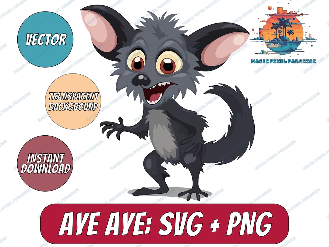 Cute Aye Aye SVG Color Vector Aye Aye Cute Jungle Animal - Etsy