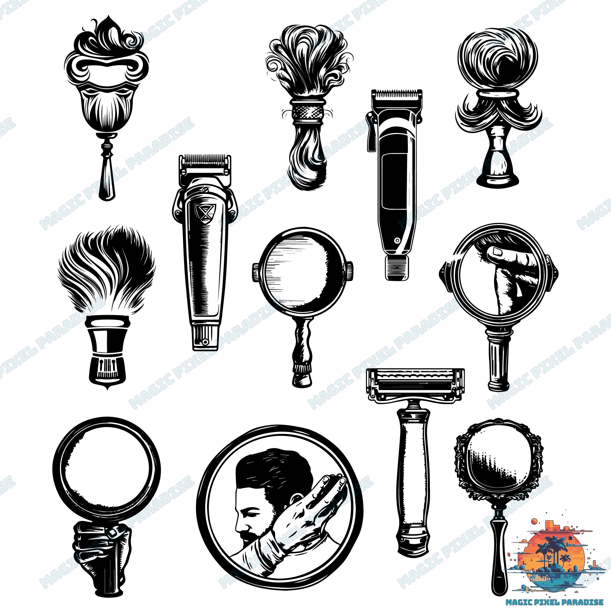 Barber Mega Bundle SVG Barber Designs Clipart Hairstylist SVG Digital ...