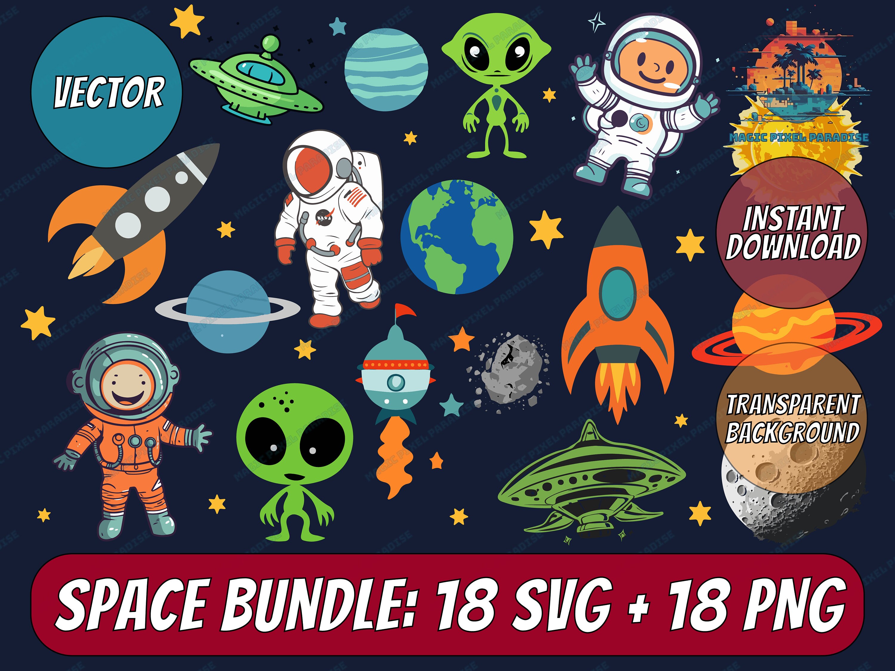 Space SVG. PNG. Cricut Cut, Layered Files. Silhouette Files. Planets ...