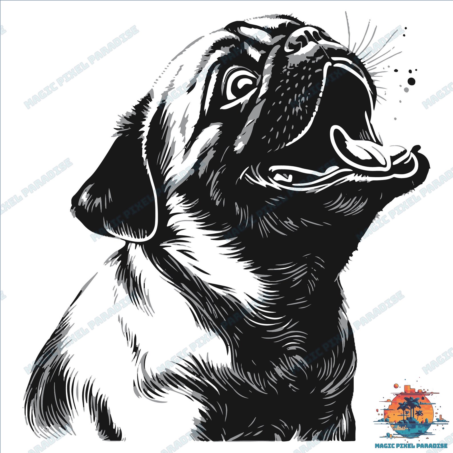 Pug Yawning Svg | Pug Clipart | Dog Svg | Peeking Dog Svg | Png ...
