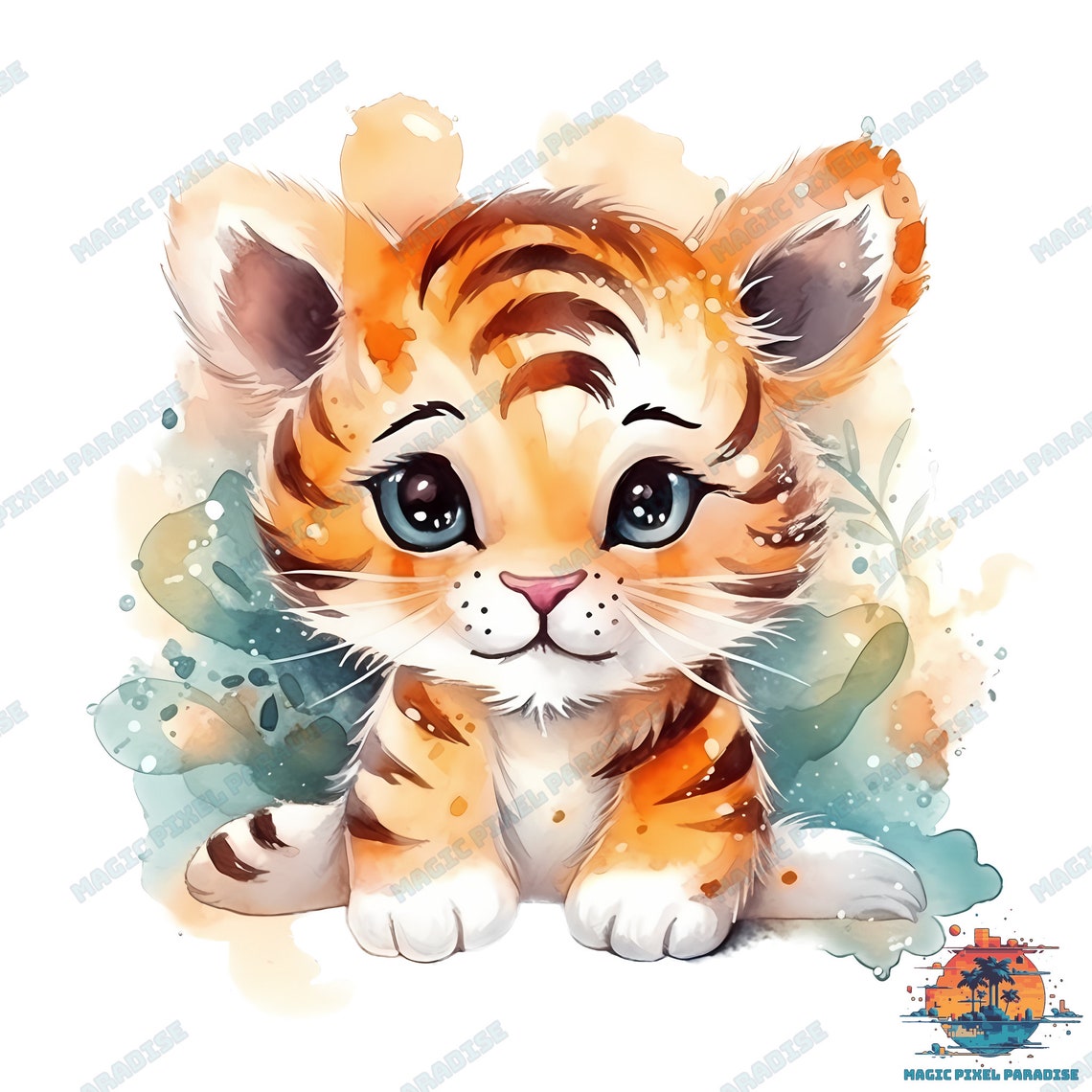 4 Cute Funny Baby Tigers PNG | Watercolor Tigers | Cute Animals PNG ...