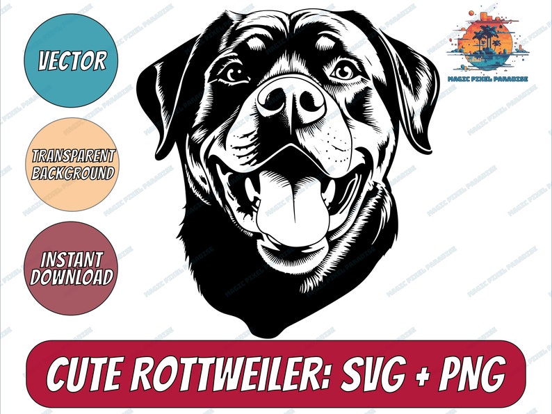 Cute Rottweiler Dog Svg Png Instant Download for Print Cut File Cricut ...