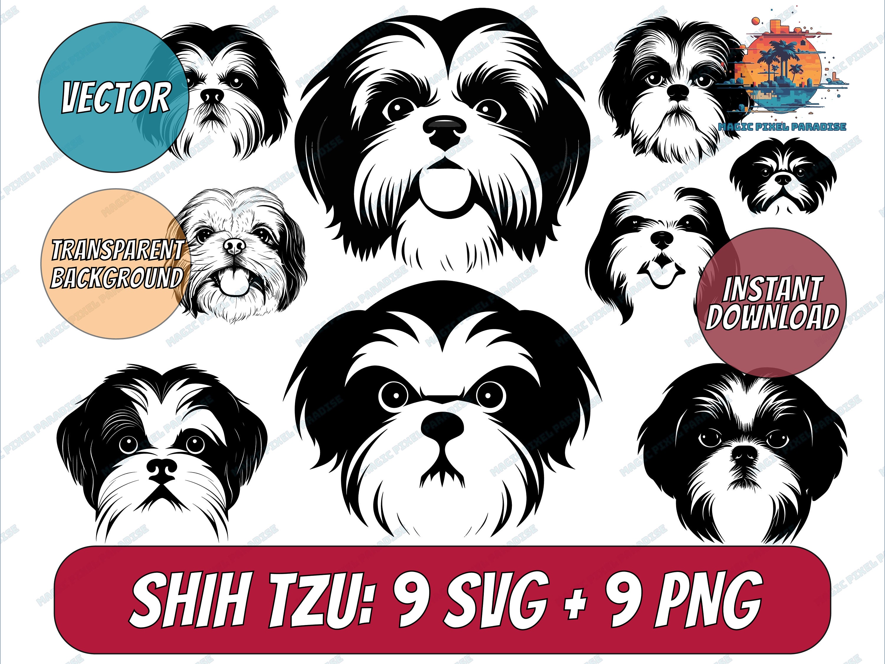 9 Shih Tzu Face SVG Silhouette, Shih Tzu Puppy, SVG for Cricut, Shih ...
