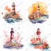 Watercolor Lighthouses Clipart Cute Nautical Ocean Clip Art - Etsy