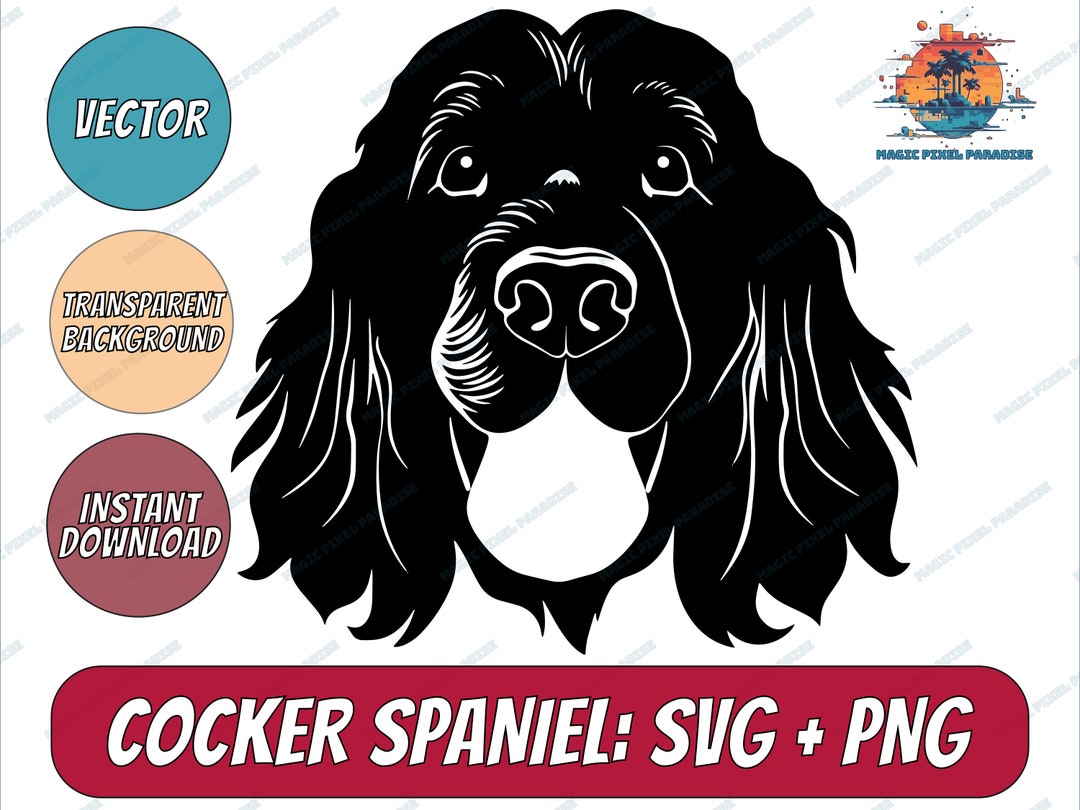 Cute English Cocker Spaniel SVG, Dog Svg File for Cricut, Face, Head ...