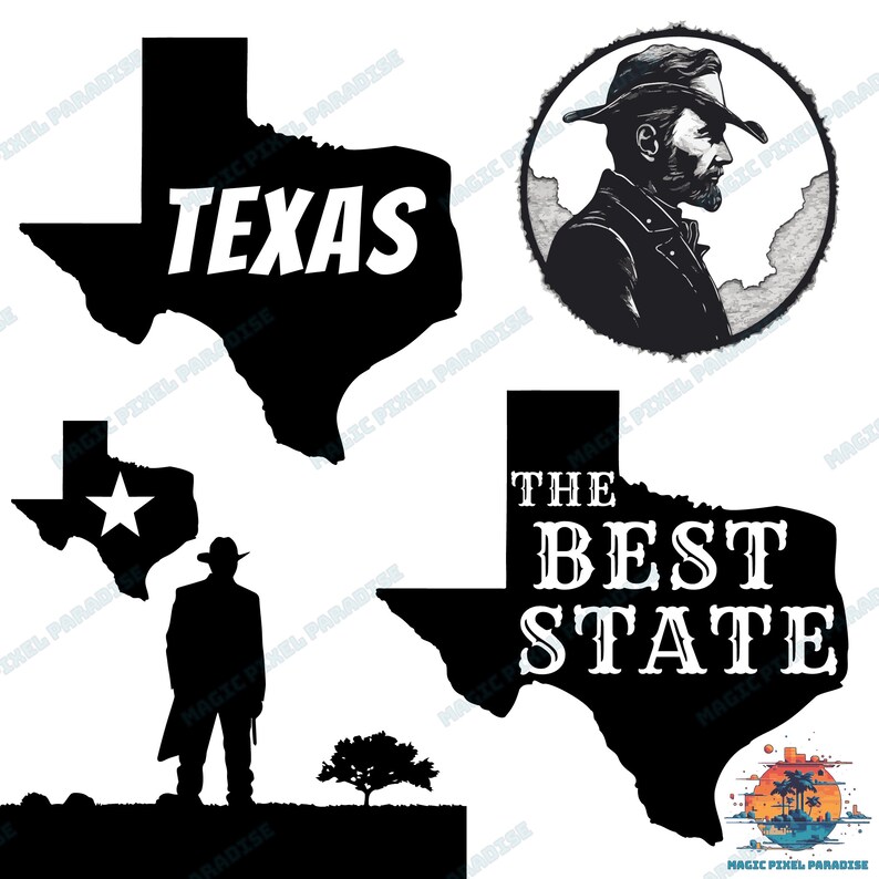 Texas SVG Mega Bundle, Hand Drawn Vector Silhouette, 120 Texas Outline ...
