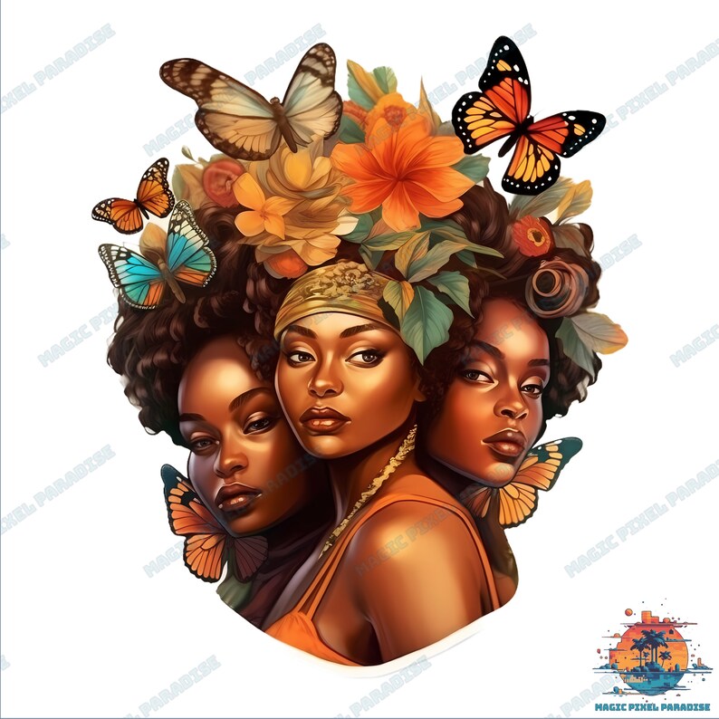 Afrogirls Clipart, Afrogirl Bundle, Afro Black Girl PNG Bundle ...